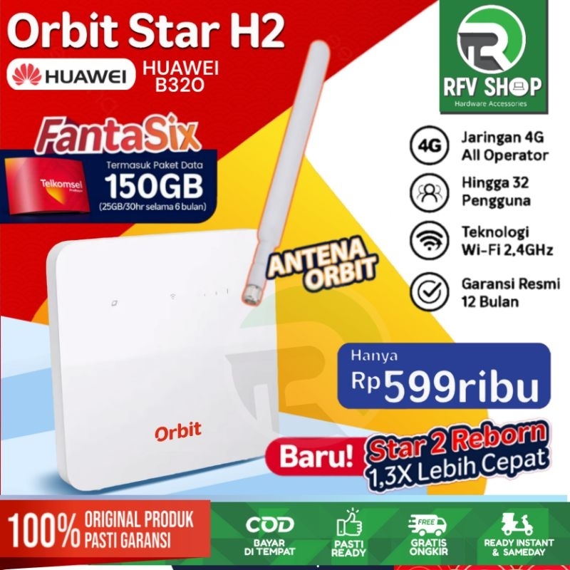 Jual Telkomsel Orbit Star H2 Modem WiFi 4G High Speed Bonus data 150GB ...