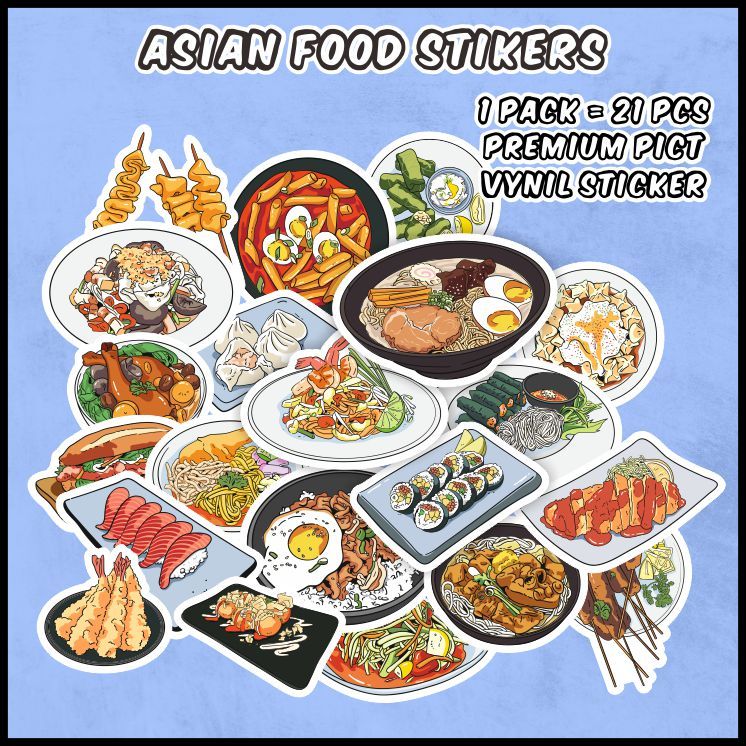 Jual [1 pack] Asian Food Stickers (Stiker Makanan Asia) Cocok untuk ...