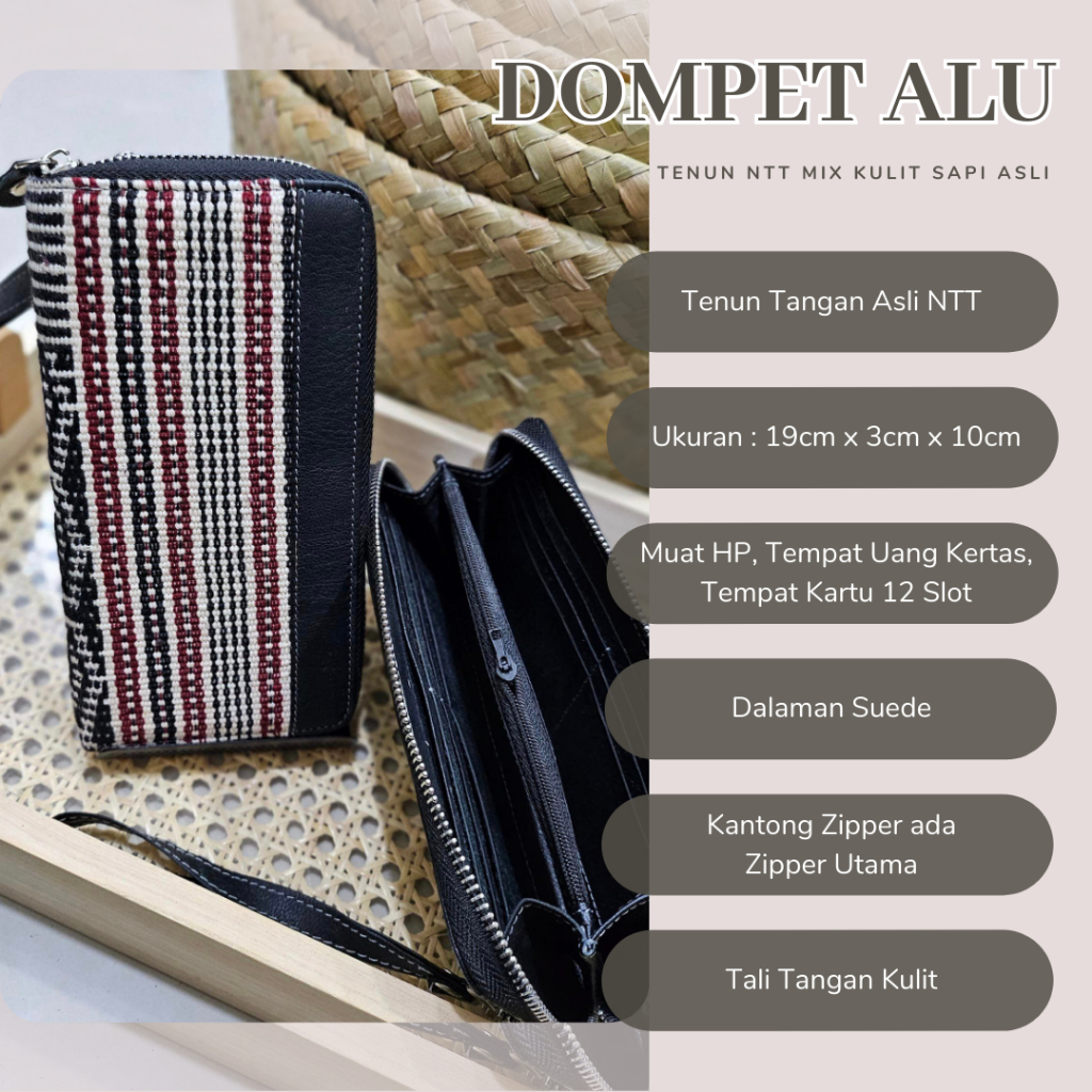 Jual DOMPET ALU Tenun Tangan NTT mix Kulit Sapi Asli | Shopee Indonesia