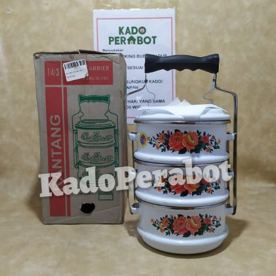 Jual Rantang Tenong 14Cm 3Susun Enamel - Rantang Susun Jadul - Rantang ...
