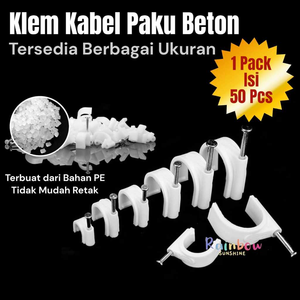Jual Klem Kabel Listrik Paku Beton 20MM 22MM 1 Pack 50 Pcs | Shopee ...