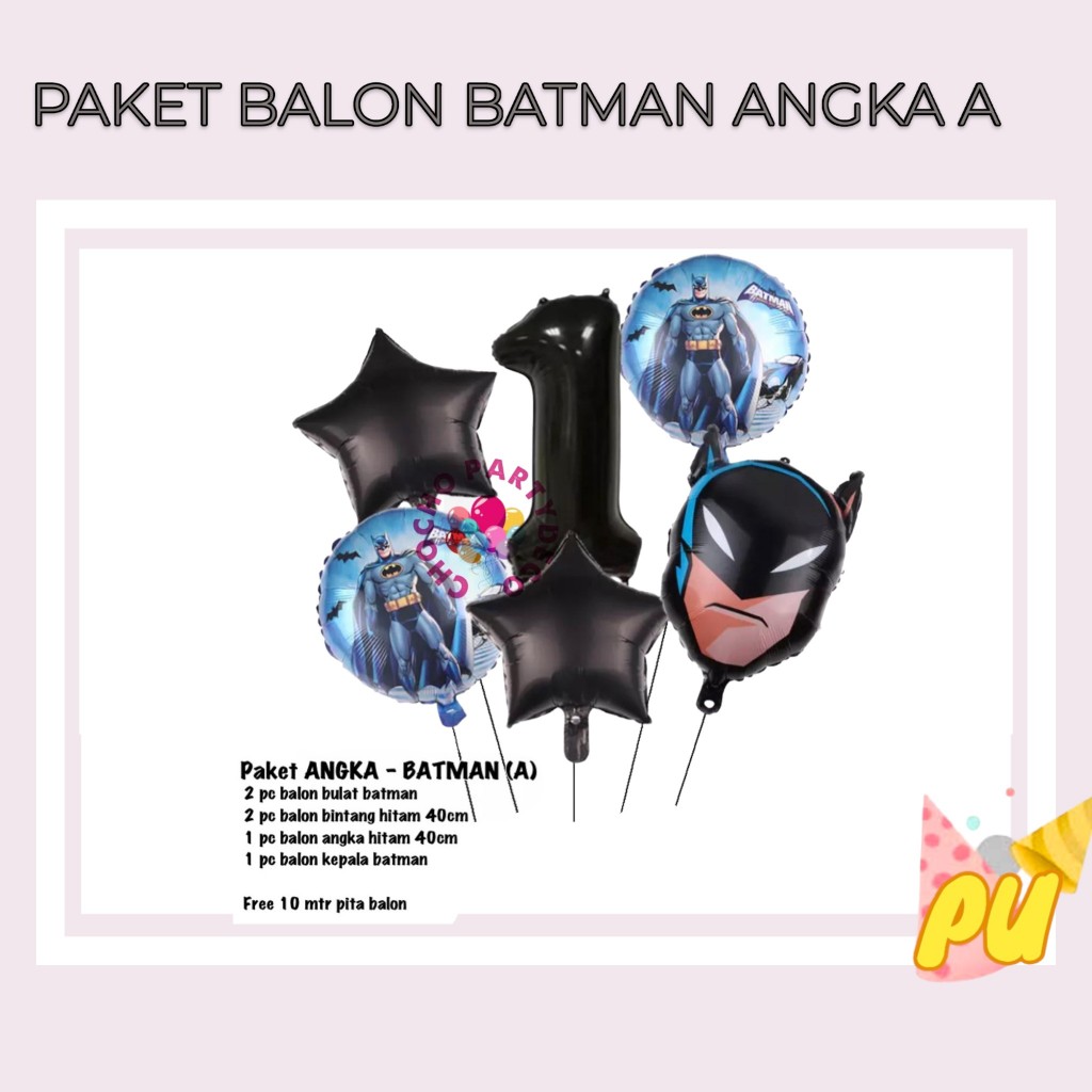 Jual Paket Balon BATMAN ANGKA A / Dekorasi Ulang Tahun Batman Begins ...
