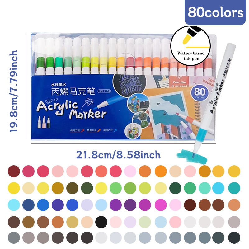 Jual Hightune Spidol Akrilik Acrylic Marker Set 12/24/36/48/60/80 ...