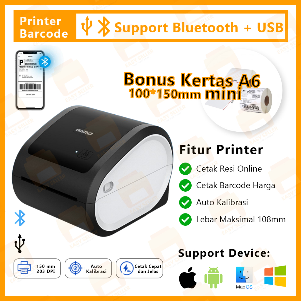 Jual Printer Barcode Thermal D520 Support USB & Bluetooth Cetak Label Resi Barcode Produk ...
