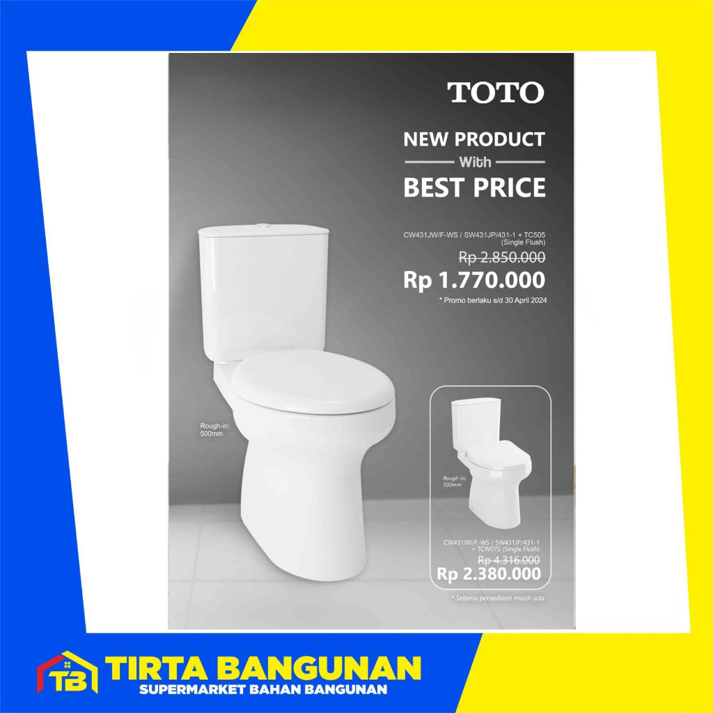 Jual TOTO CW431J SW431JP TC505 TOILET WC CLOSET KLOSET DUDUK SINGLE ...