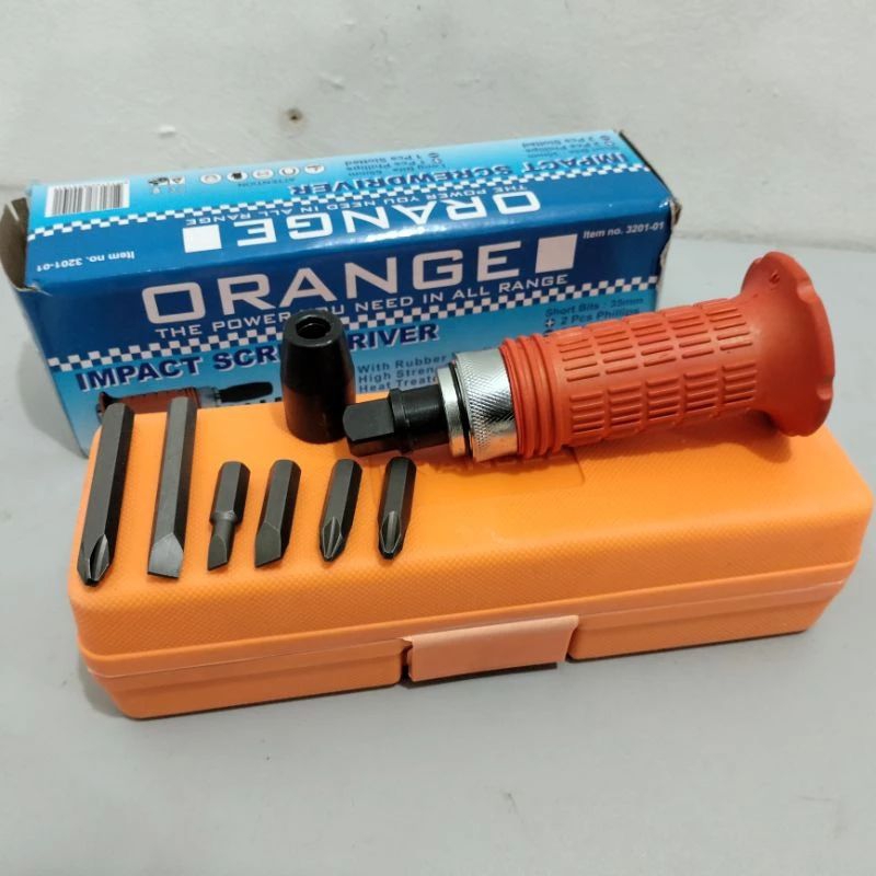Jual ORANGE Obeng Ketok Set 7pcs Box Plastik | Mata Obeng ada 6 ...