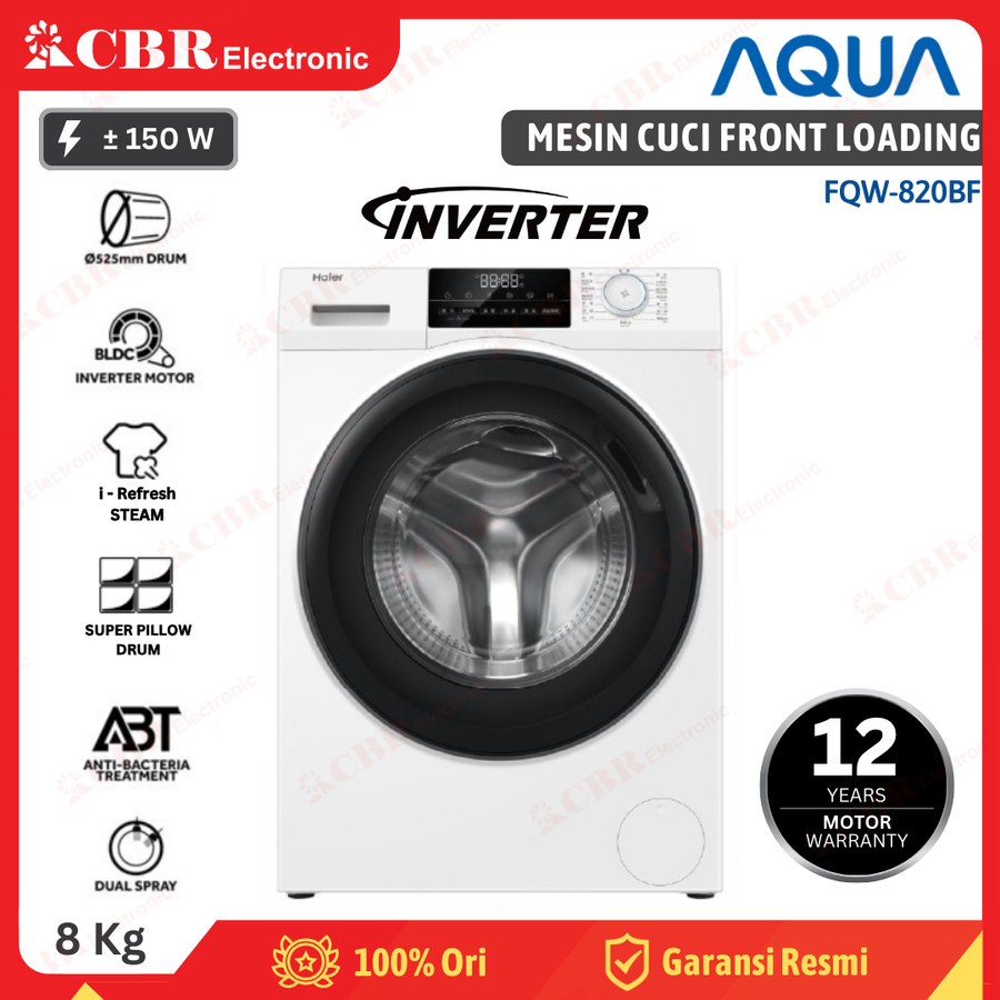 Jual Mesin Cuci AQUA Front Loading 8 Kg FQW-820BF (Inverter) | Shopee ...