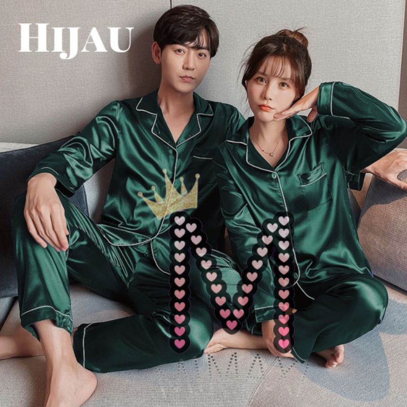 Jual setelan couple piyama satin lengan panjang / pasangan suami istri ...