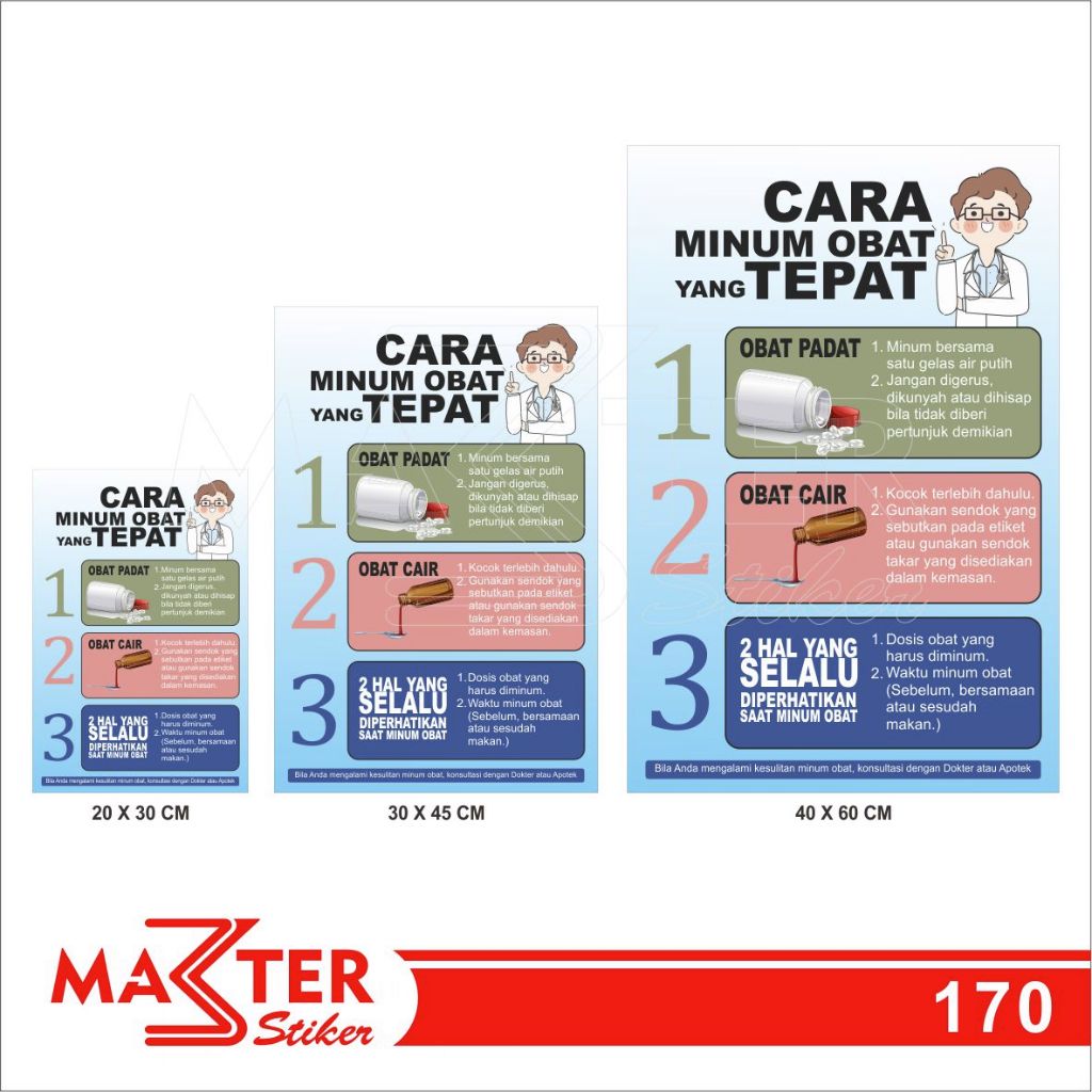 Jual 170 - Stiker Cara Minum Obat yang Benar dan Tepat, Sticker Vinyl ...