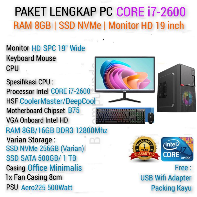 Jual PAKET PC CORE i7 | SSD + HDD | ADMIN - KANTOR - SEKOLAH - RUMAH ...