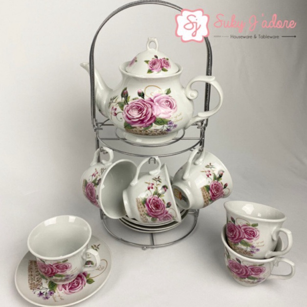 Jual ART U57E MONALISA CANGKIR PIRING TEA SET KERAMIK TEKO SET TEA SET ...