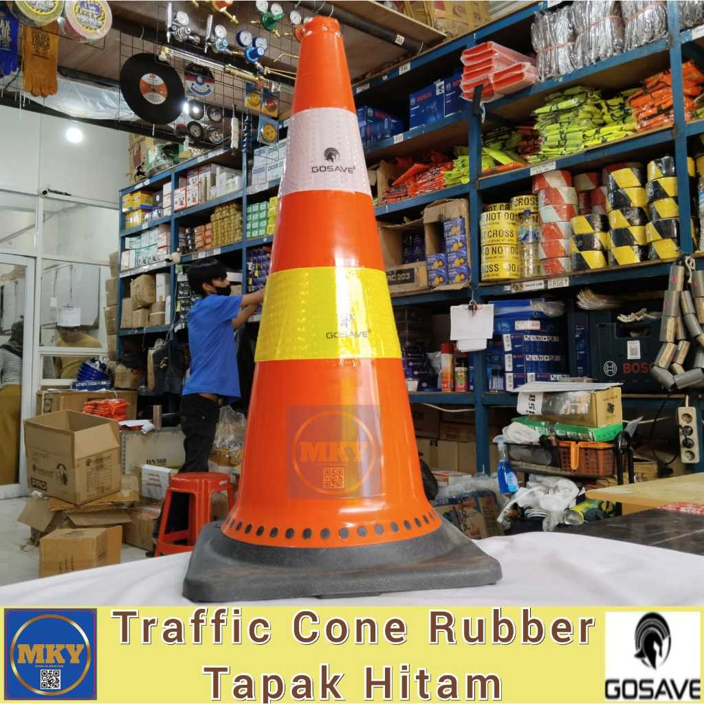 Jual Kerucut Lalu Lintas 75 cm / Safety Traffic Cone 75 cm Tapak Hitam ...