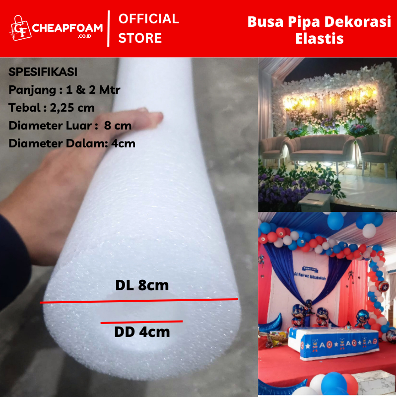 Jual Busa Pipa Dekorasi Pipa PE Foam Polybonding 2 meter Busa bunga ...