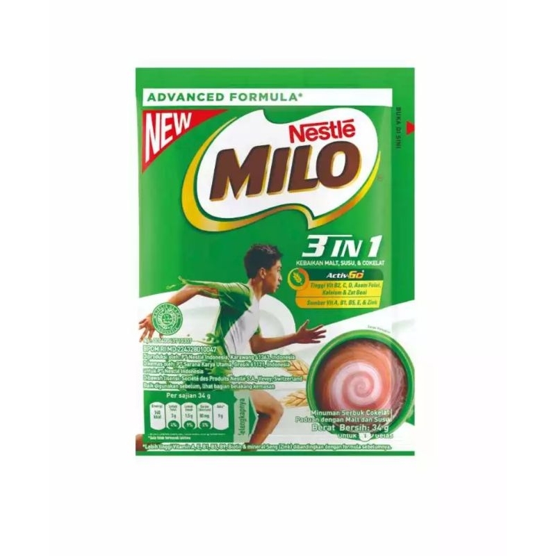 Jual Milo 3 In 1 Activ-go 34gr, susu Coklat Milo 3 In 1 Sachet ...
