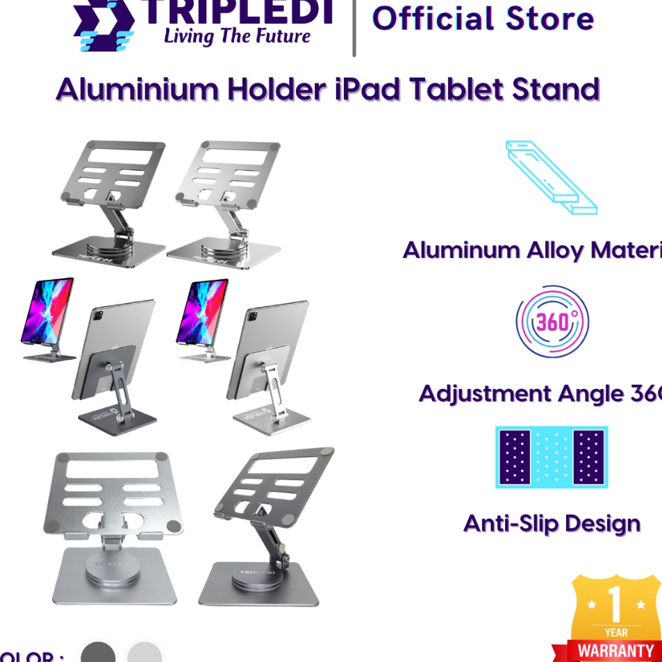 Jual jQ TRIPLEDI Holder Tablet Aluminium Stand iPad Adjustable Dudukan ...