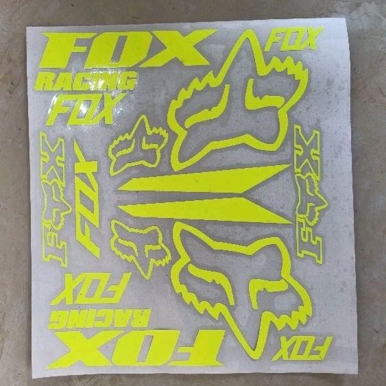Jual stiker helm fox full set model cutting kuning stabilo | Shopee ...