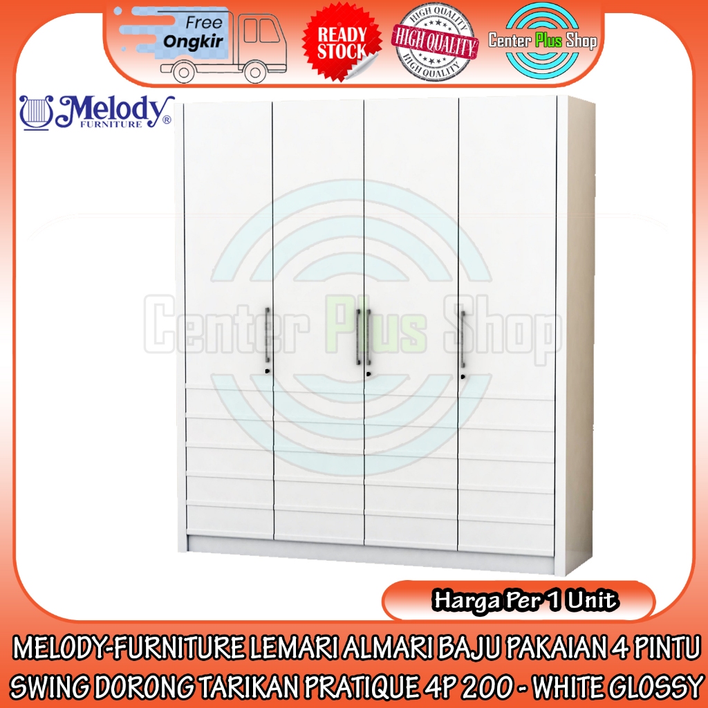 Jual [KARGO] MELODY-FURNITURE LEMARI PRATIQUE 4P 200 - WHITE GLOSSY ...