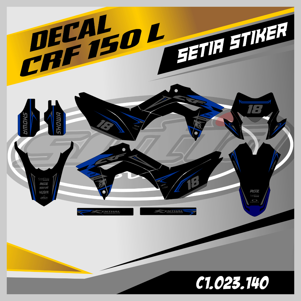 Jual DECAL STIKER CRF 150 L FULL BODY, HITAM & BIRU, SUPERMOTO, TRAIL ...