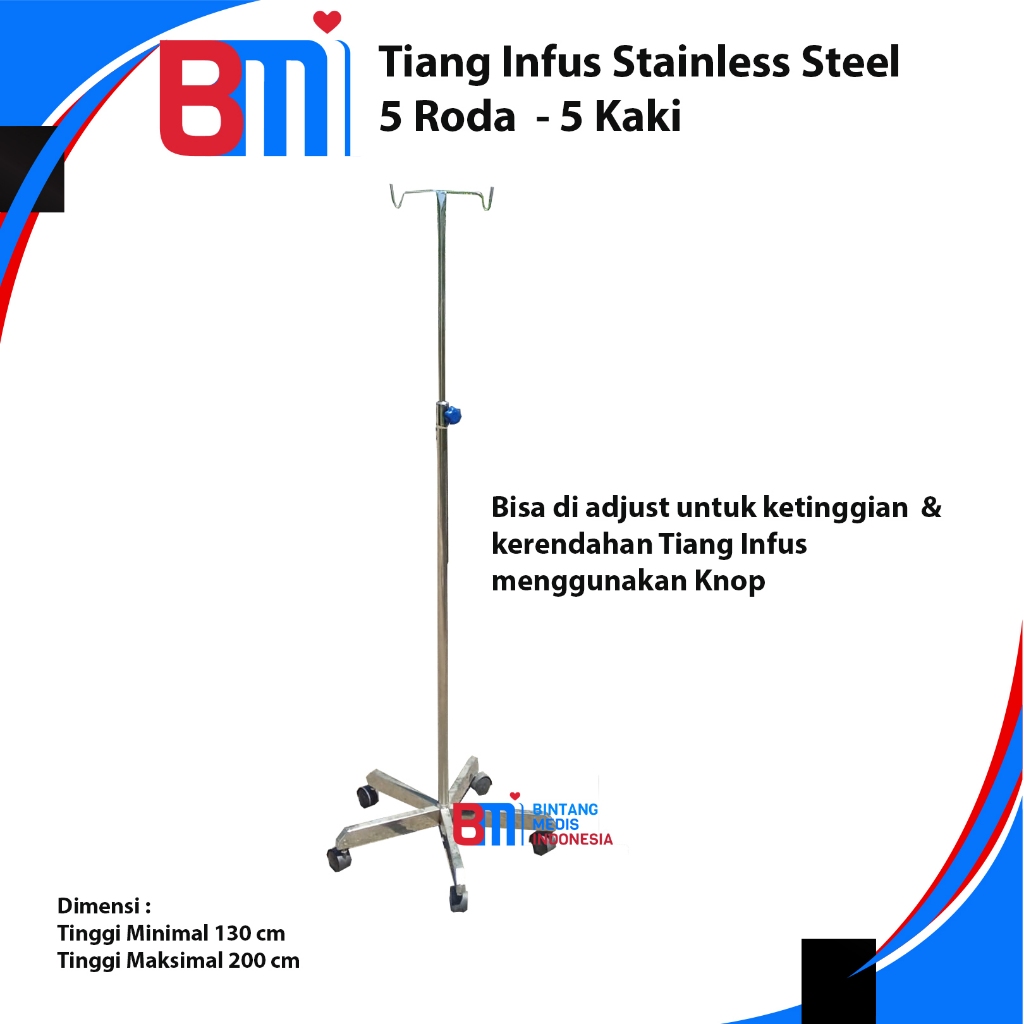 Jual Tiang Infus Stainless Steel 5 Roda - Tiang Infus Stainless Steel 5 ...