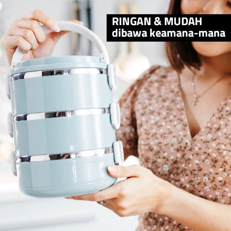 Jual Jual Rantang Makanan Stainless 3 Susun/Lunch Box Set | Shopee ...