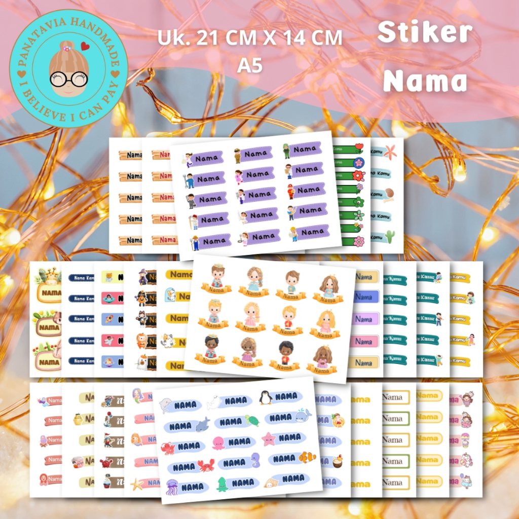 Jual Stiker Label Nama Lembaran Anak Custom / Stiker Nama Lembaran ...