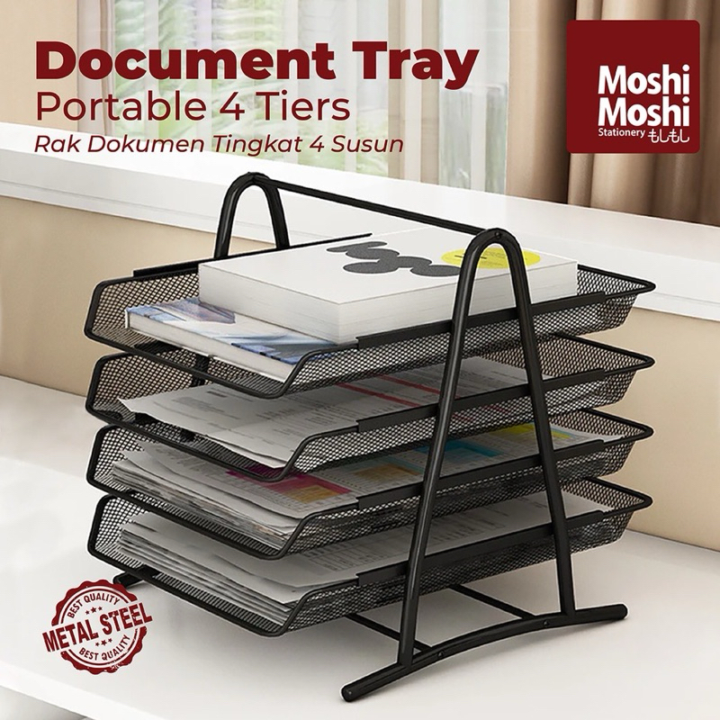 Jual Document Tray Desk Storage Foldable 4 Tiers Rak Kertas File ...