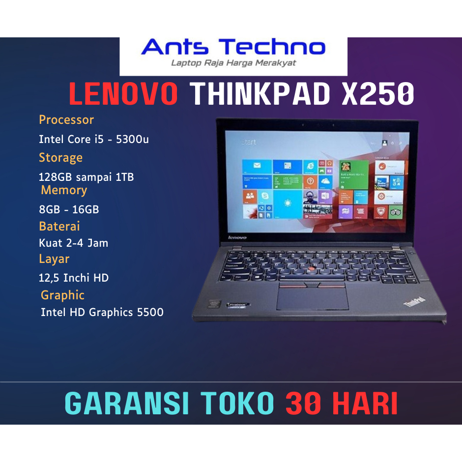 Jual Lenovo Thinkpad X250 Core I5 Gen 5 Ram 8gb Original Dan Second