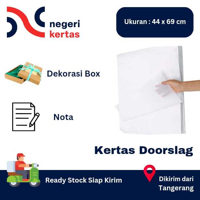 Jual KERTAS DOORSLAG / DUSLAK PUTIH 40 GSM MERK TJIWI (44 x 69 CM) (50 ...