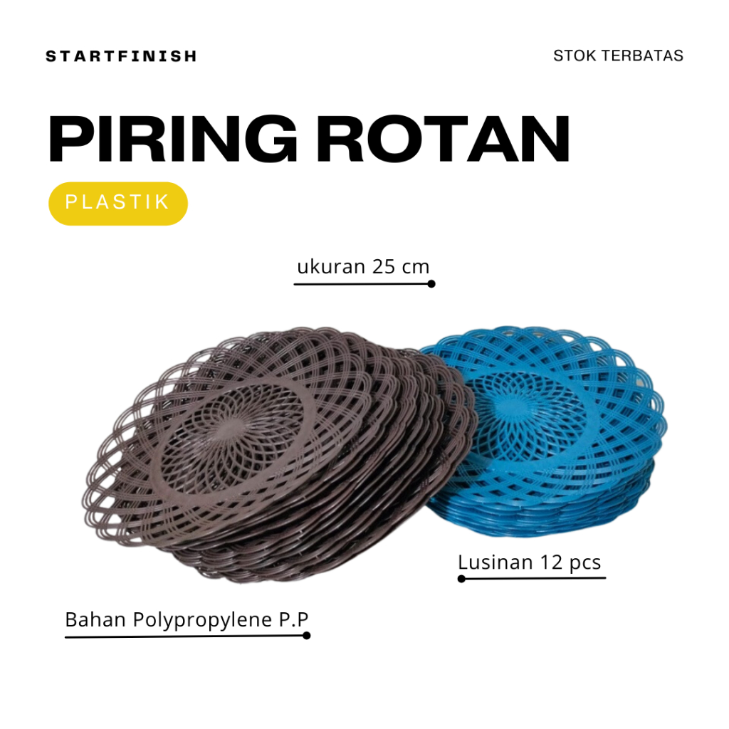 Jual TERMURAH PIRING ROTAN PLASTIK LUSINAN ISI 12 PCS / PIRING MAKAN ANYAMAN | Shopee Indonesia