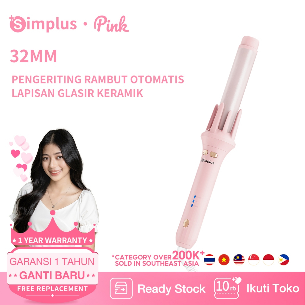 Jual Simplus Pink 32MM Pengeriting Rambut Otomatis | Shopee Indonesia