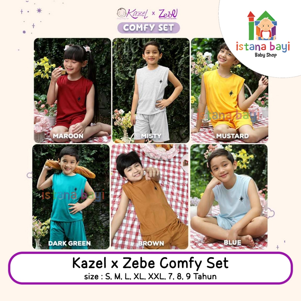 Jual KAZEL X ZEBE Comfy Set Unisex Bordir Bintang (1Stel) 0-9Tahun - Setelan Anak - Setelan ...