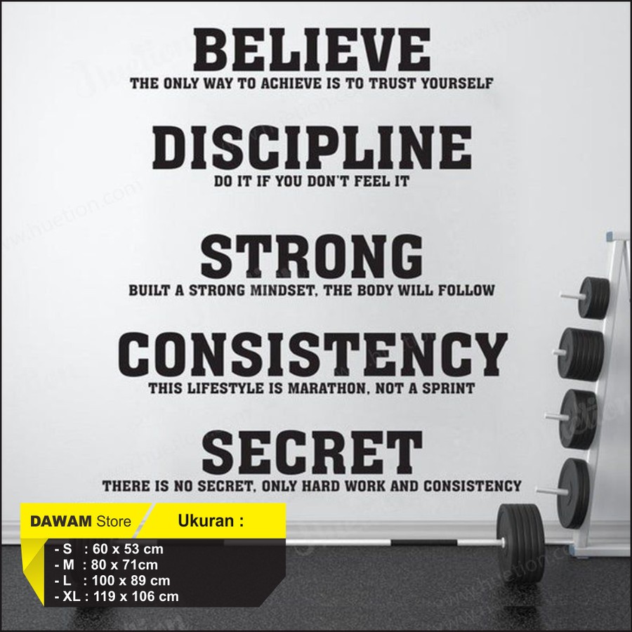 Jual Wall Sticker GYM Stiker Dinding Tembok Kaca Fitness Setiker Quote ...