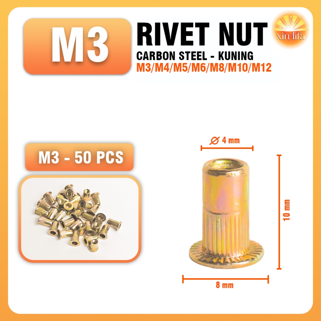 Jual rivet nut / rivnut / mur tanam furniture knockdown 50 pcs | Shopee ...