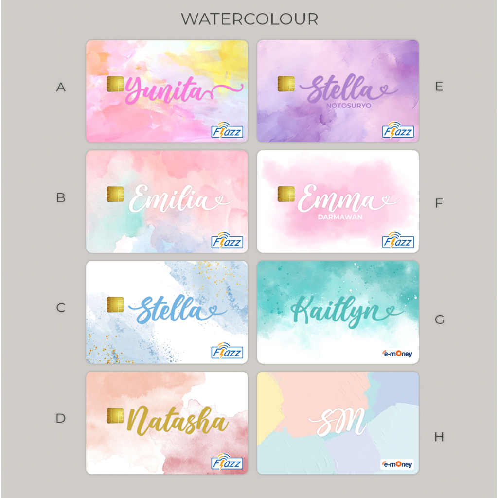 Jual Emoney Custom Watercolour Print Emboss Glossy Flazz Brizzi Tapcash ...