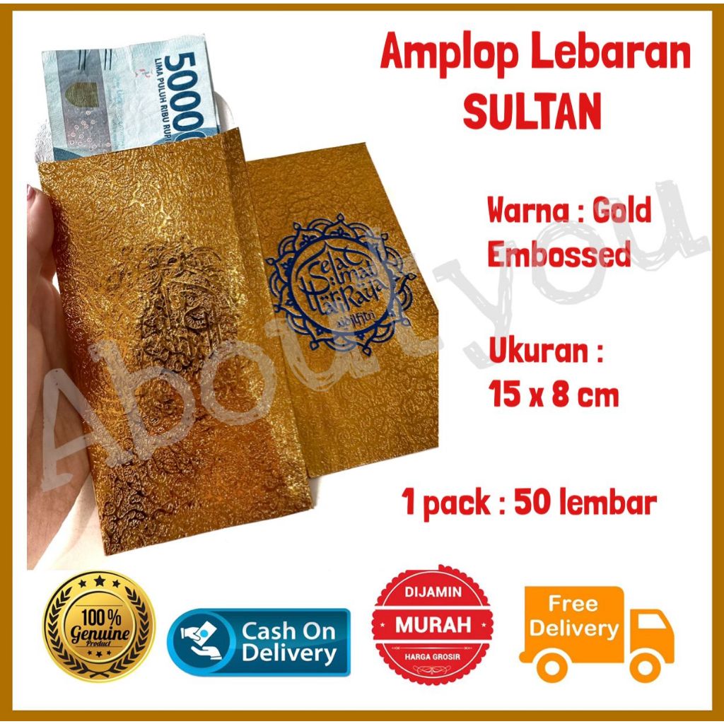 Jual Set 50 pcs Amplop Lebaran SULTAN JUMBO Angpao EMAS EMBOS Angpo ...