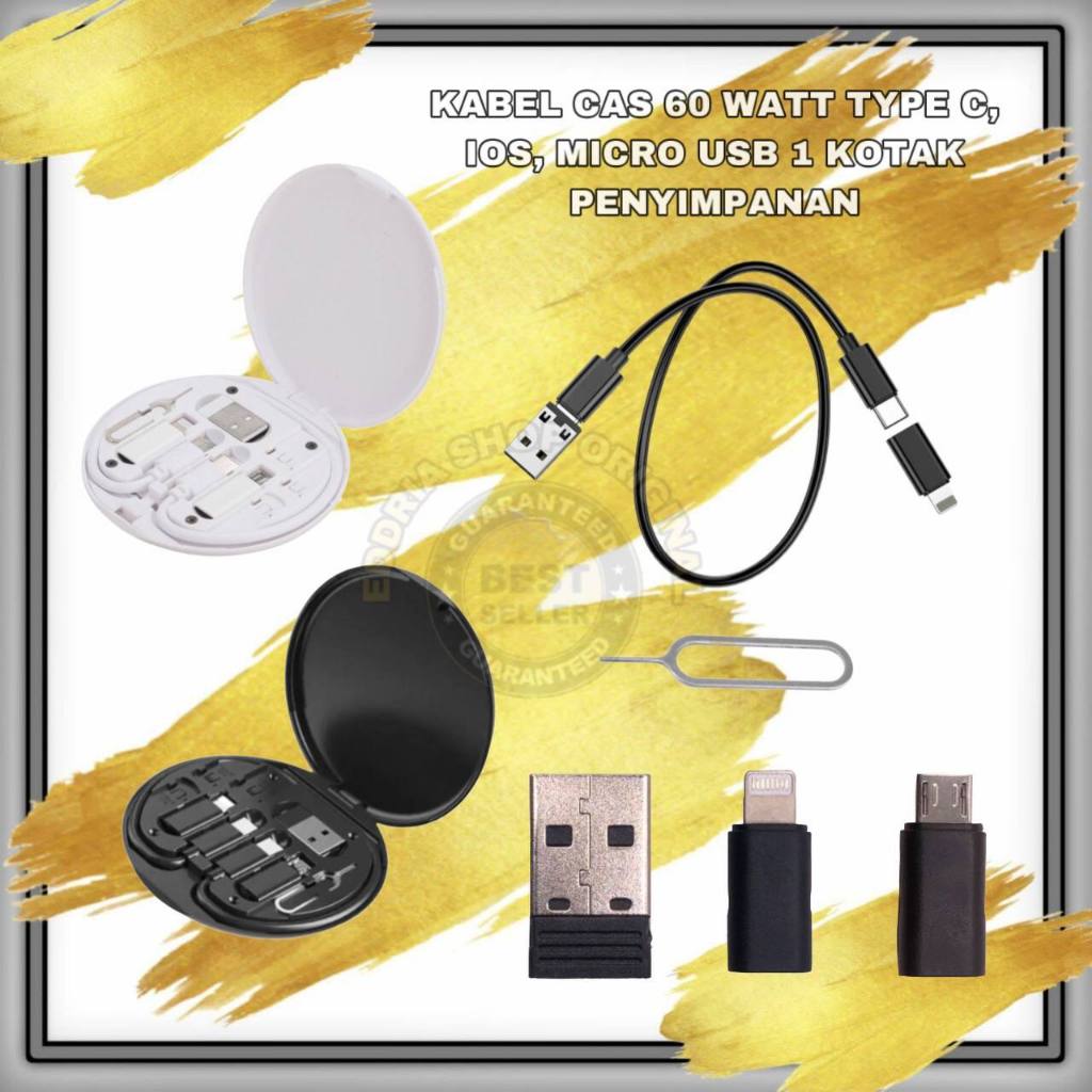 Jual KABEL CAS LIGHTNING (TYPE - C, IOS, MICRO USB) 60 WATT 5 IN 1 ...