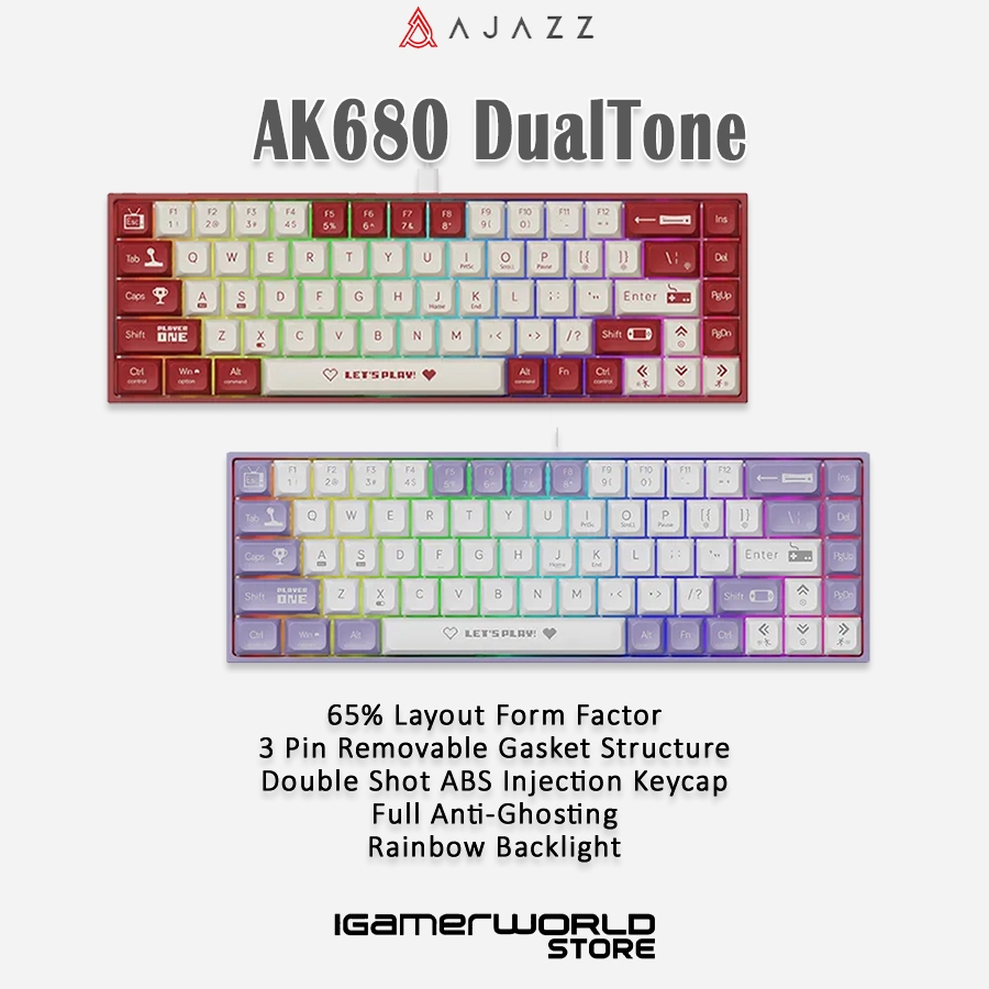 Jual Ajazz AK680 Dual Tone 65% Mechanical Gaming Keyboard | Shopee ...