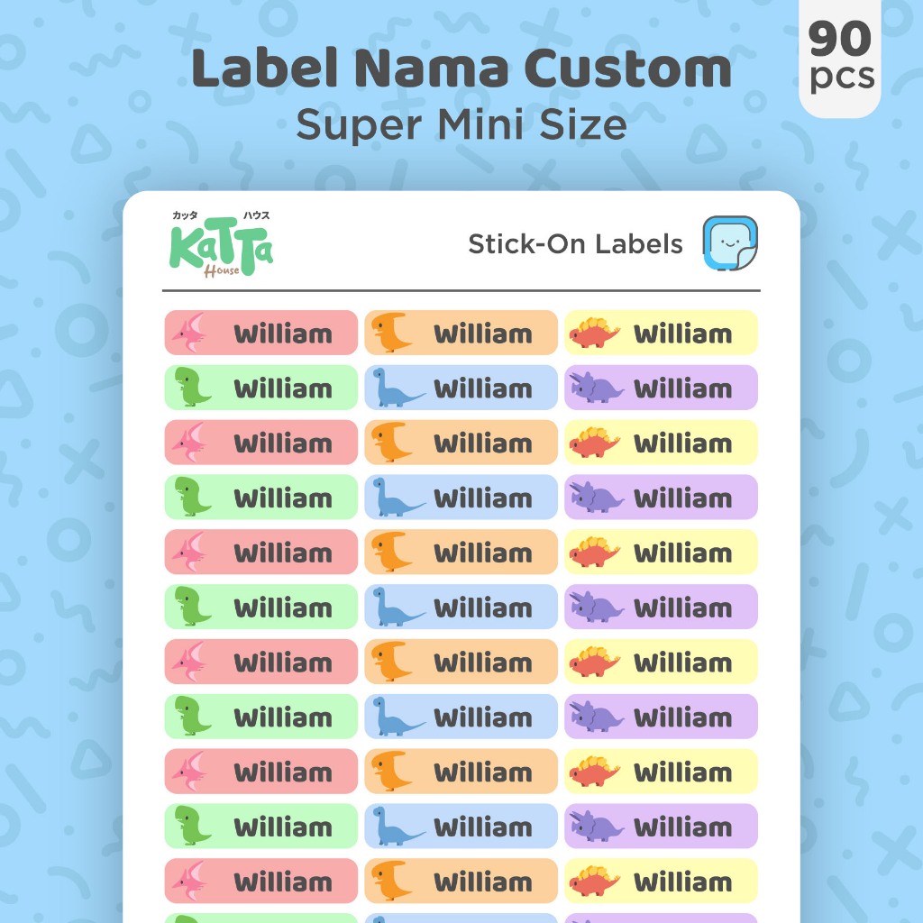 Jual Label Nama Custom Super Mini Waterproof || Sticker Nama Anak Tahan ...