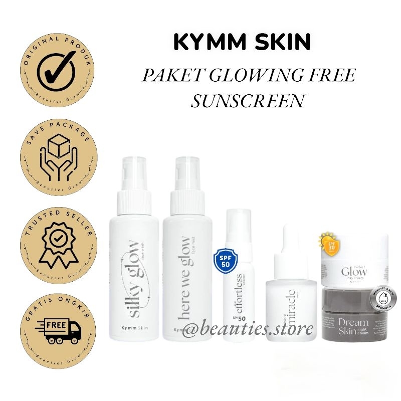 Jual PAKET LENGKAP GLOWING PREMIUM + SUNSCREEN EFFORTLESS BY KYMMSKIN ...