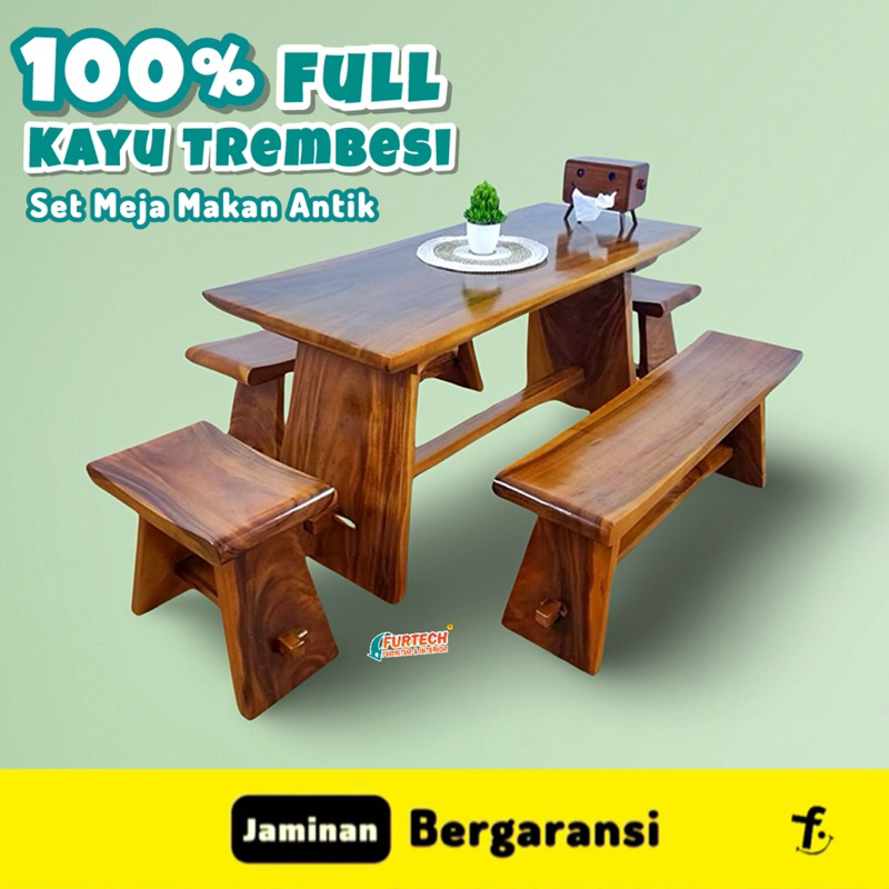 Jual Set Meja Makan Makan Kayu Trembesi/ Meh/ Kayu Suar/ Meja Cafe ...