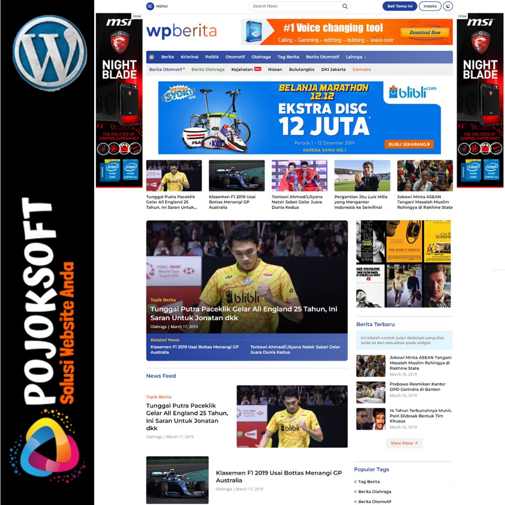 Jual [Versi Lama, No Update] Wpberita Versi Mirip Detik Theme Wordpress ...