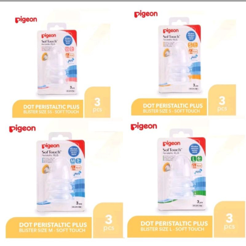 Jual Nipple PIGEON Soft Touch Peristaltic Plus WIDE NECK Isi 3 Blister Size Ukuran M dan L ...
