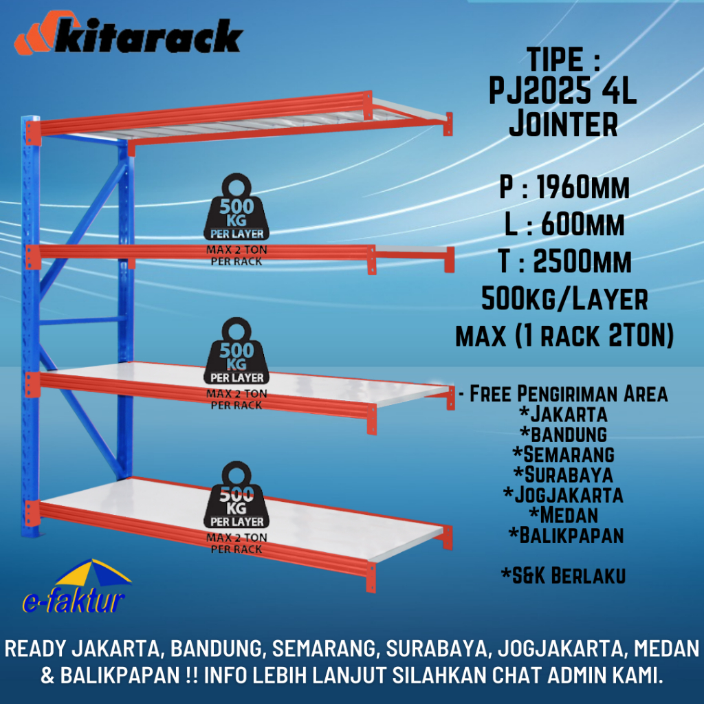 Jual WAREHOUSE RACK KITARACK JOINTER PJ2025 RAK GUDANG MEDIUM DUTY 2 ...