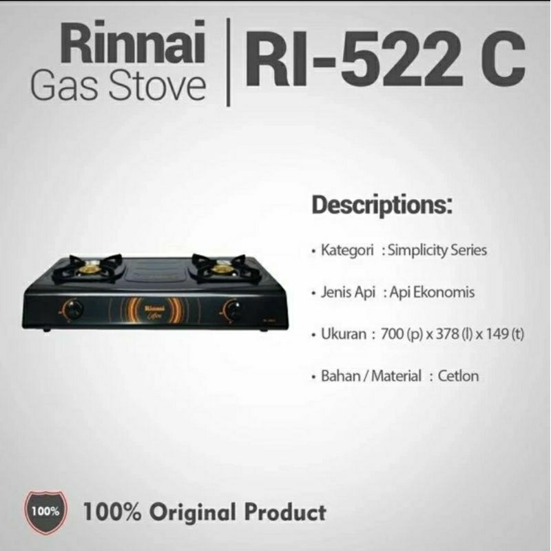 Jual Rinnai RI-522C Kompor Gas 2 Tungku Gas Stoves Table Cooker Garansi ...