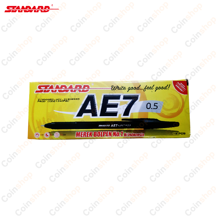 Jual Pulpen Ballpoint Standard AE7 Alfatip 0.5 Biru Hitam Merah Per Pcs ...