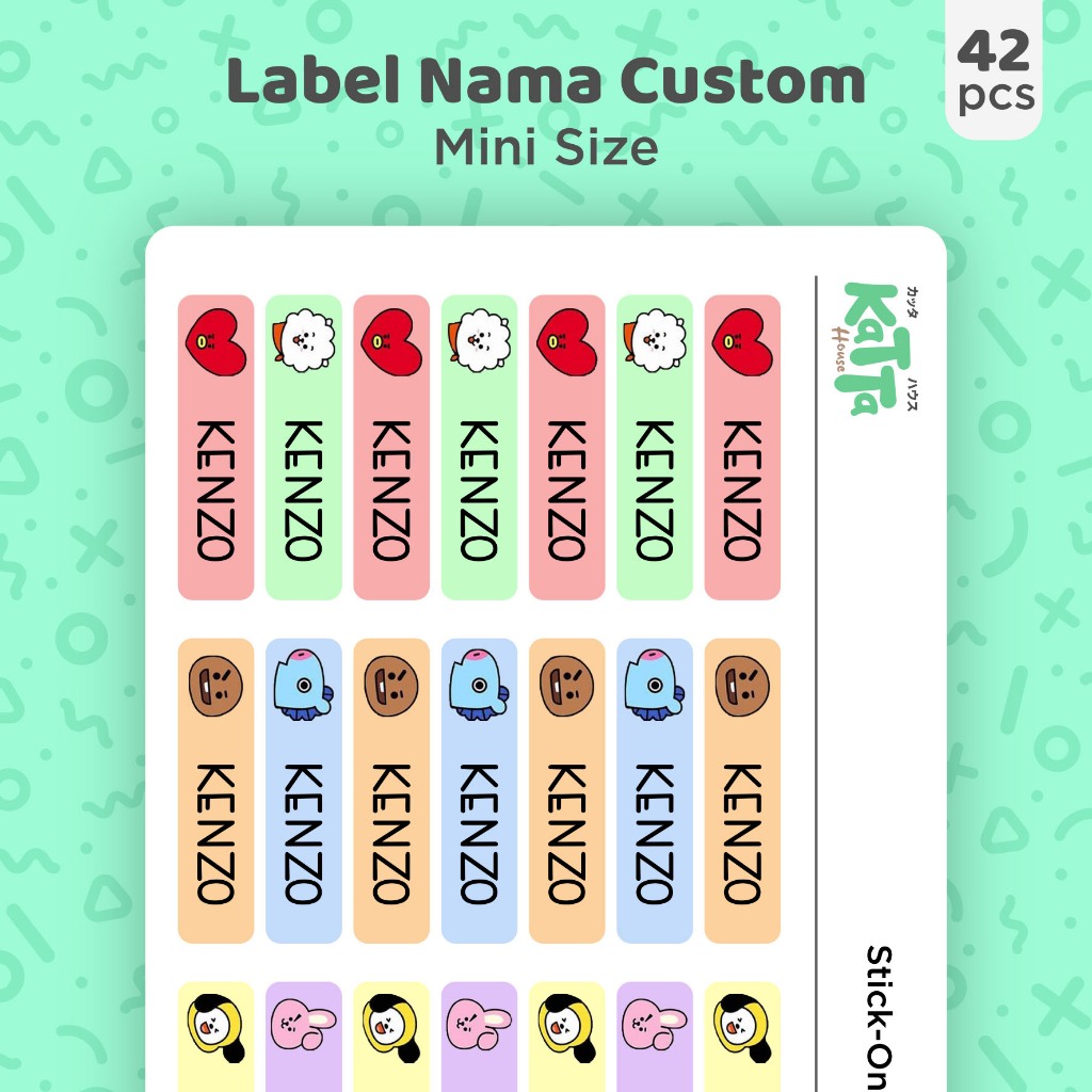 Jual Label Nama Custom Mini Waterproof || Sticker Nama Tahan Air Custom ...