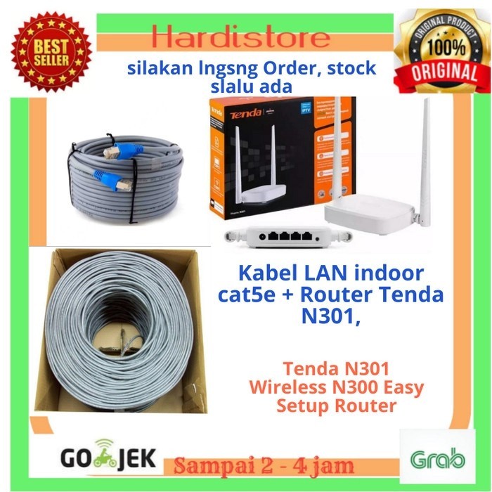 Jual Kabel LAN UTP Cat5e 10m 15m 20m 25m 30m Plus Router Tenda WIFI ...