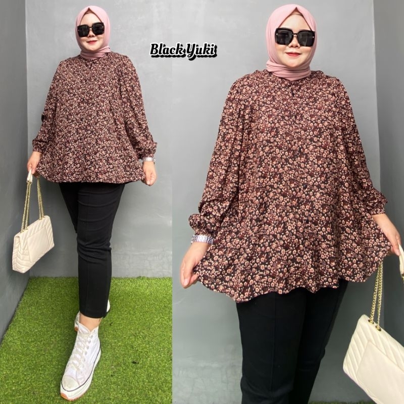Jual Blouse Kemeja Atasan Wanita Big Size LD 110 120 130 140 Super Jumbo Busui XL XXL 3XL 4XL ...