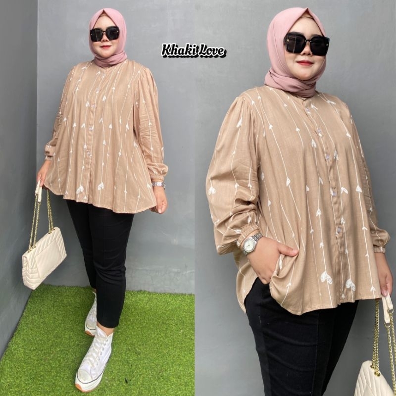 Jual Blouse Kemeja Atasan Wanita Big Size LD 110 120 130 140 Super Jumbo Busui XL XXL 3XL 4XL ...