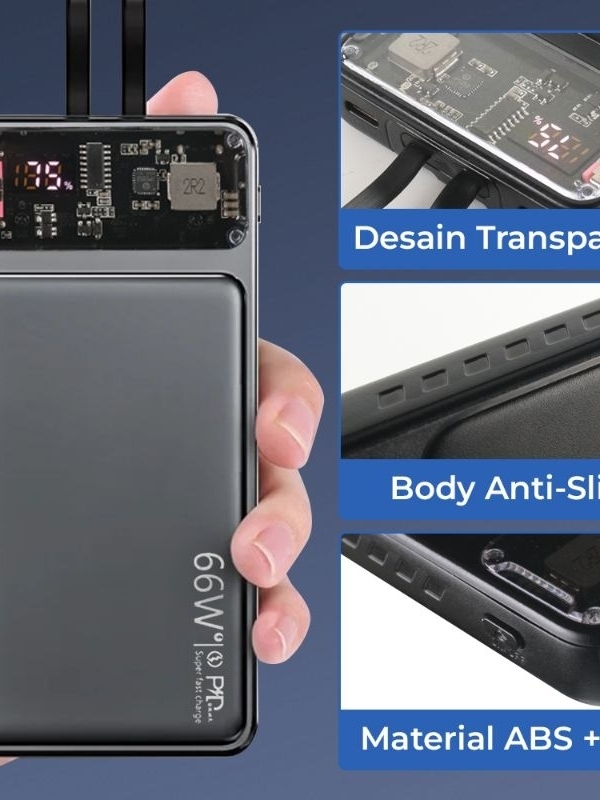 Jual Power Bank 10000mAh PD 66W Super Fast Charging with 2 Built-in ...